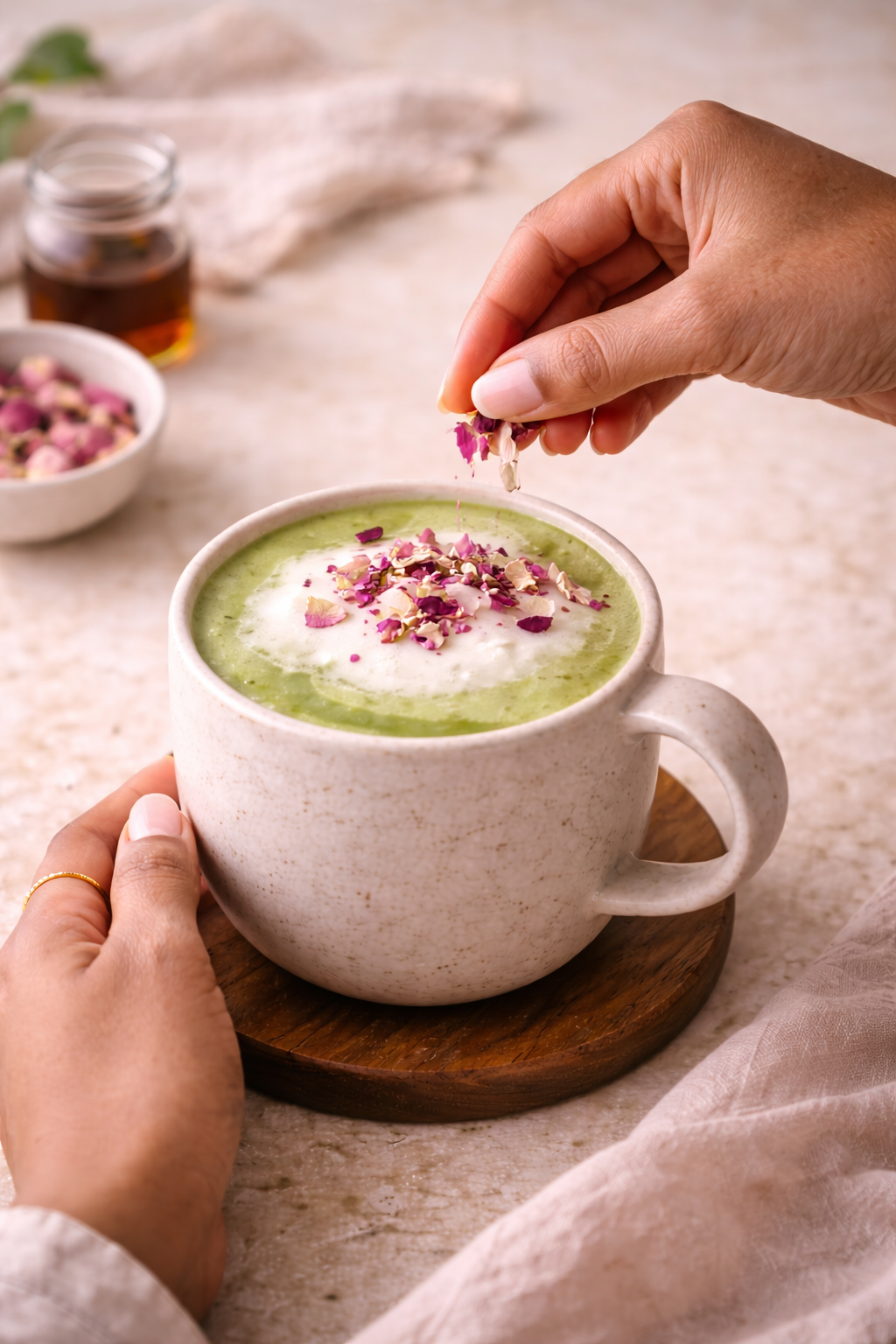 Vanilla Rose Matcha Latte (Soft, Floral & Blissful)